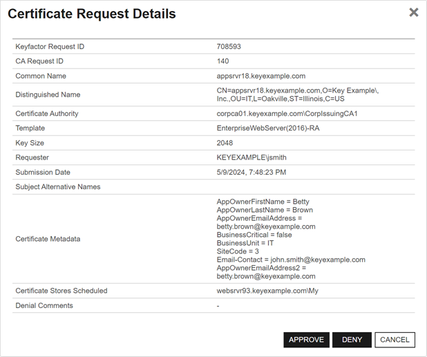 Viewing Certificate Requests