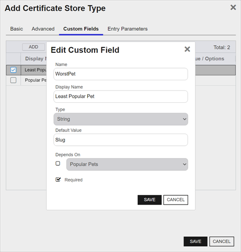 Certificate Store Type Operations