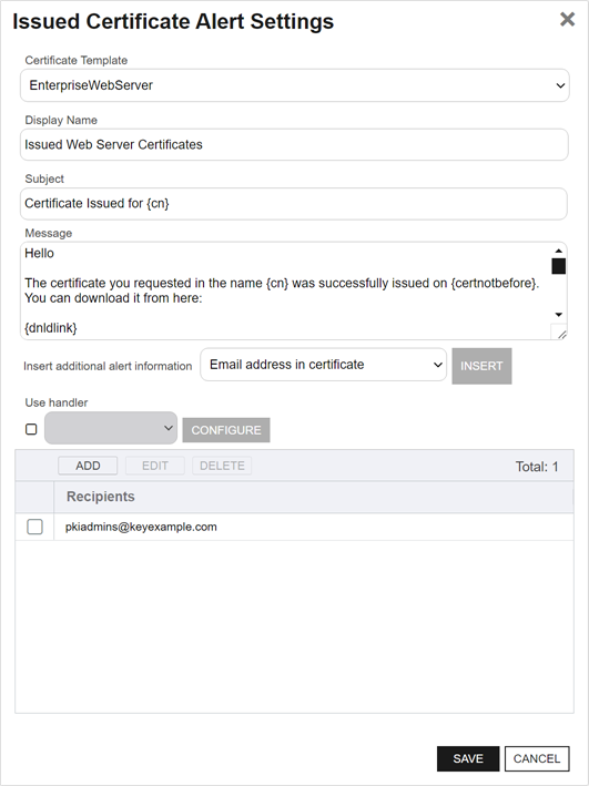 Issued Request Alert Operations