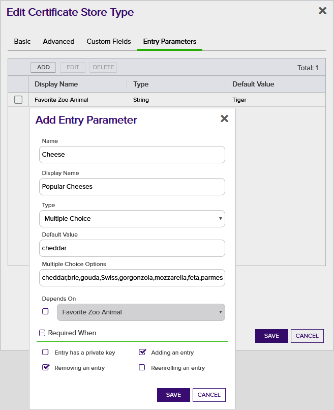 Certificate Store Type Operations