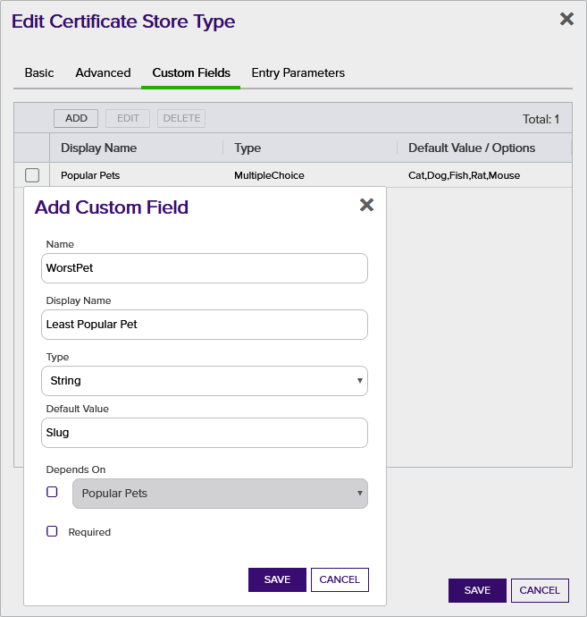 Certificate Store Type Operations