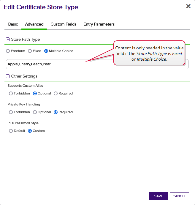 Certificate Store Type Operations