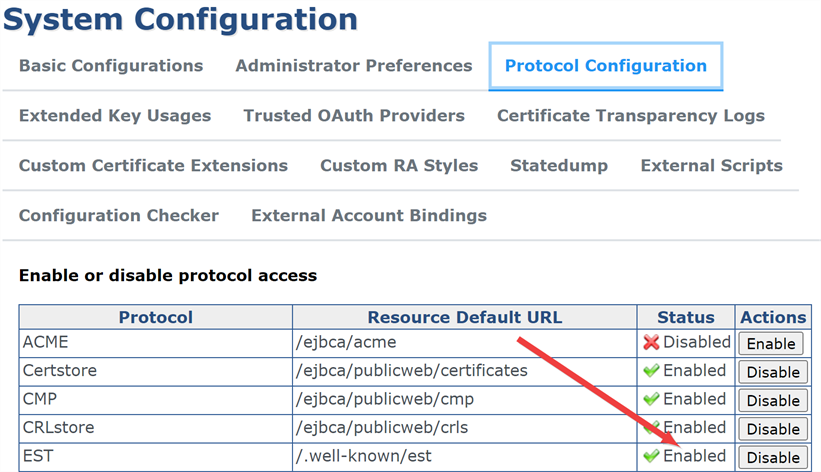 Appendix - Configuring an EJBCA Enrollment Proxy CA for EST