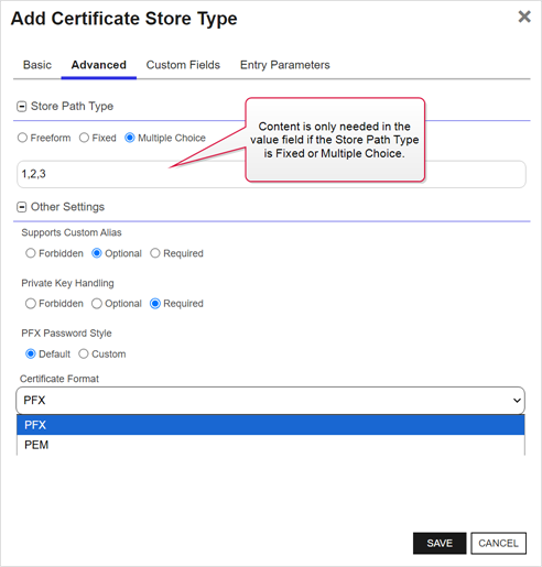Certificate Store Type Operations