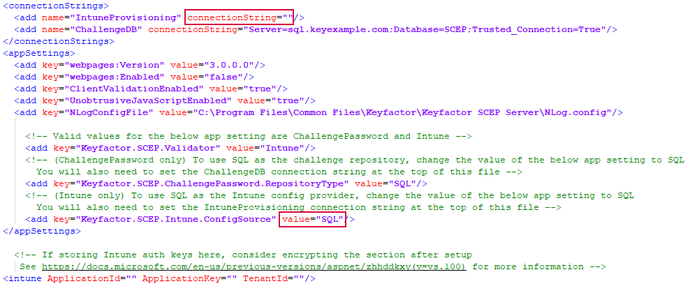 Optional Configuration Settings for Intune